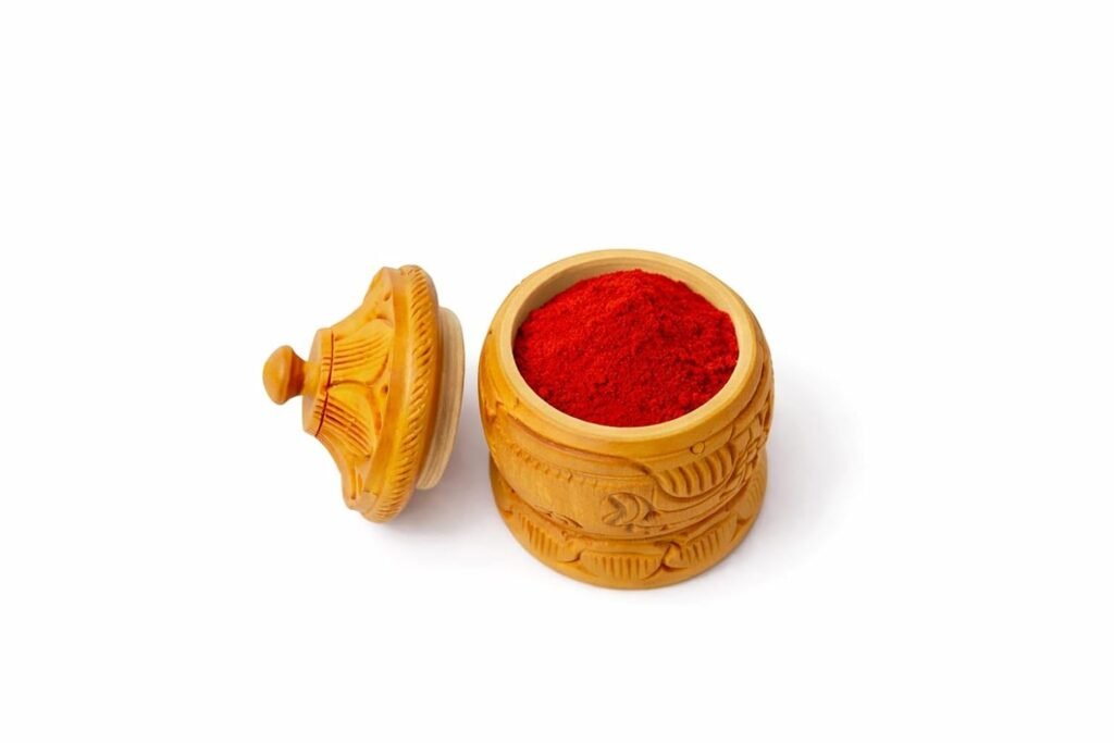 Handcrafted Wooden Kumkum Box for Pooja | Traditional Haldi & Sindoor ...