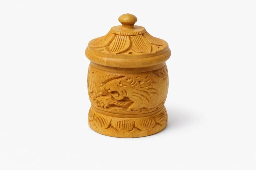 Handcrafted Wooden Kumkum Box for Pooja | Traditional Haldi & Sindoor ...